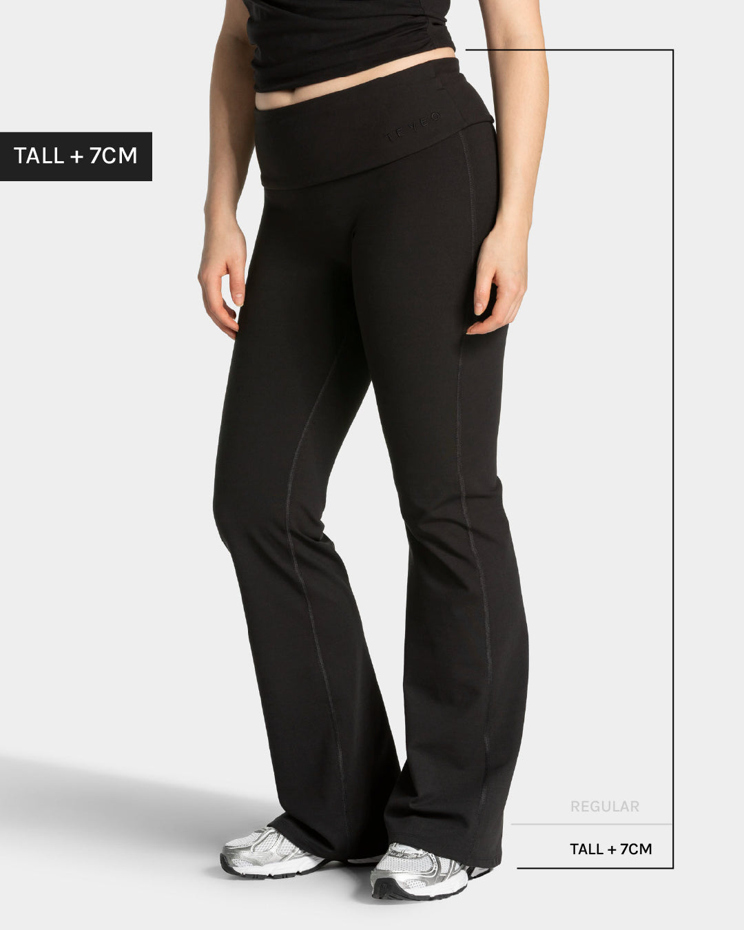Mellow Fold Over Flared Leggings Tall "Schwarz"