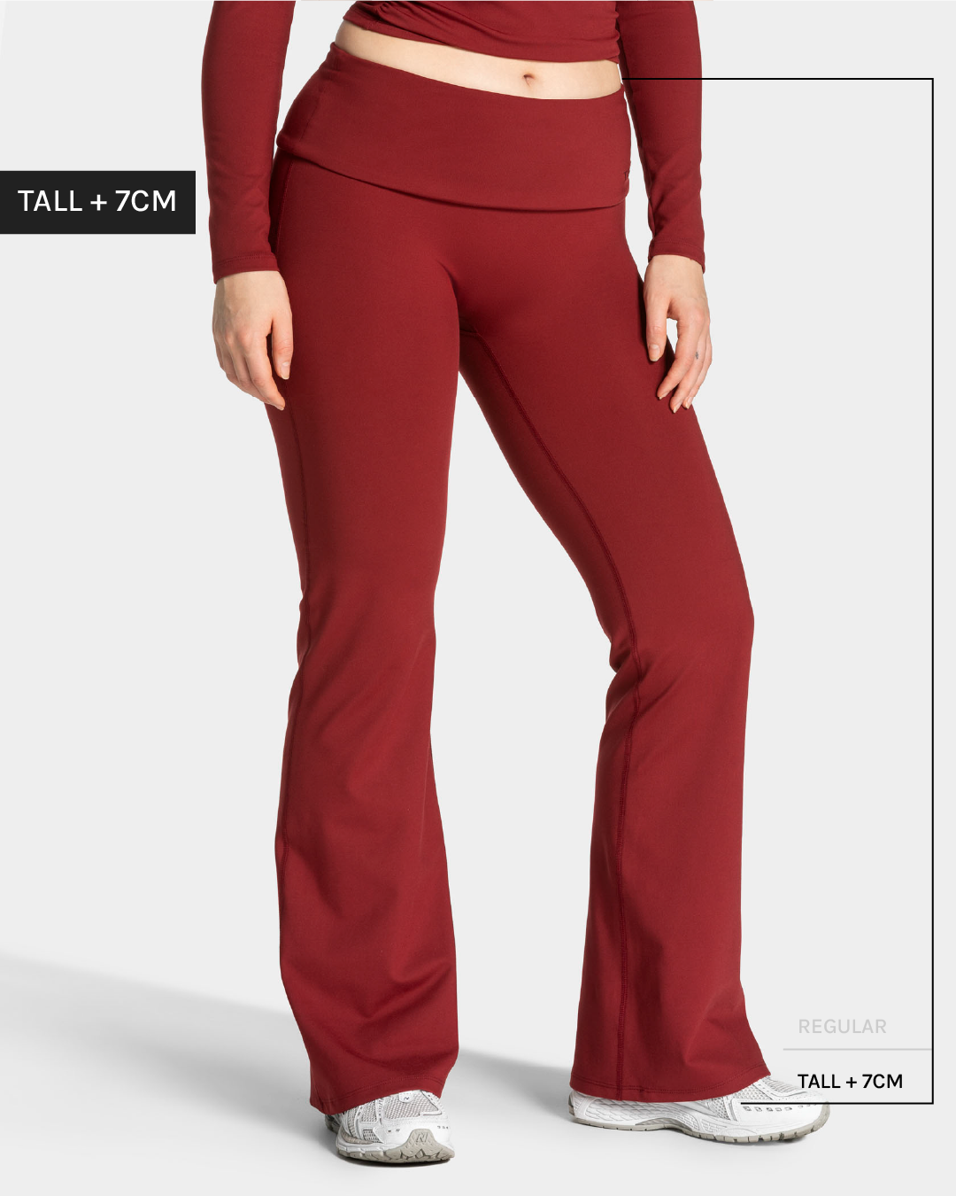 Mellow Fold Over Flared Leggings Tall "Weinrot"